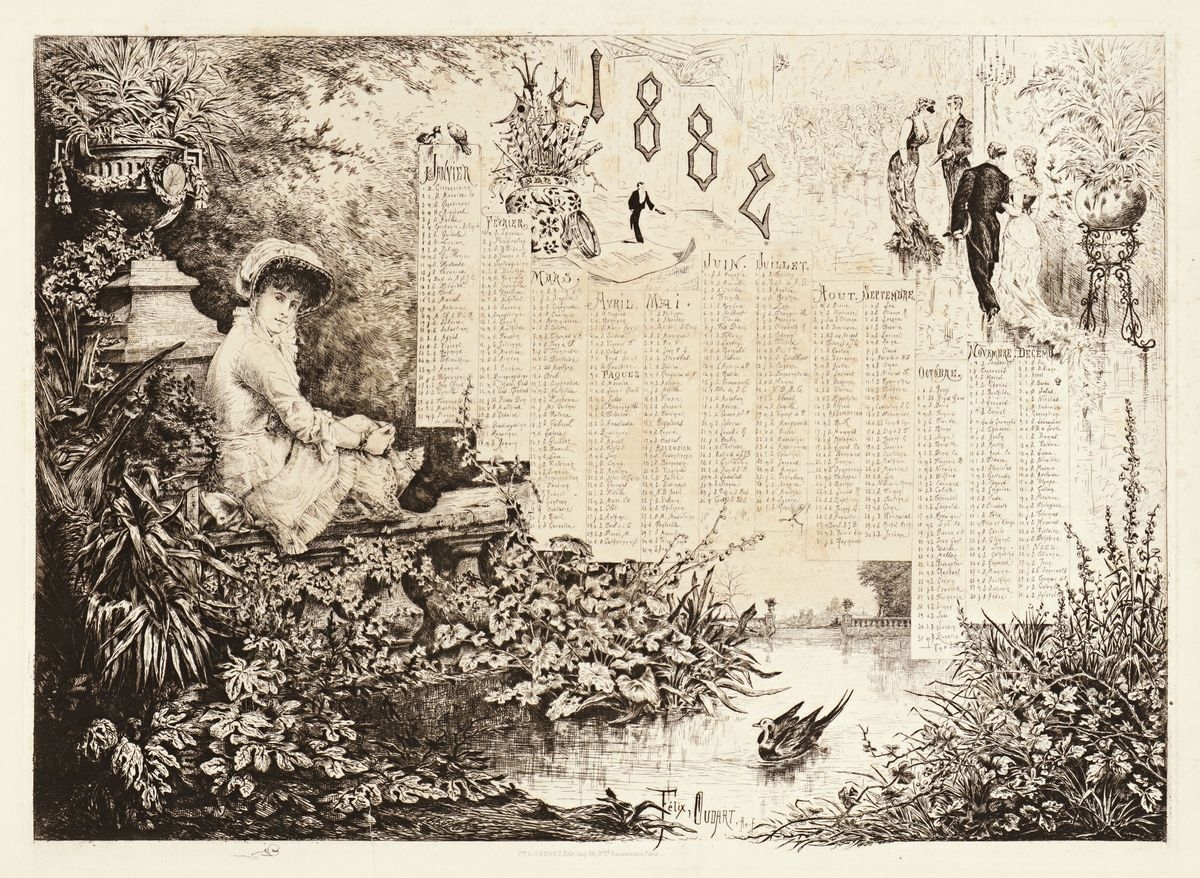 Felix Oudart | Calendar for 1882. (Girl on a railing) | MutualArt