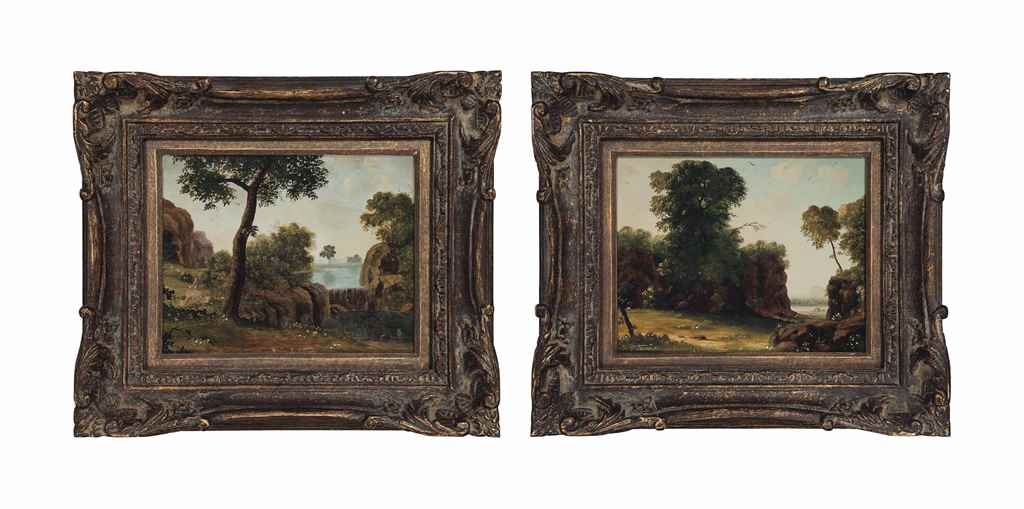 Richard Peterson | A landscape with waterfall and a shepherd and his ...