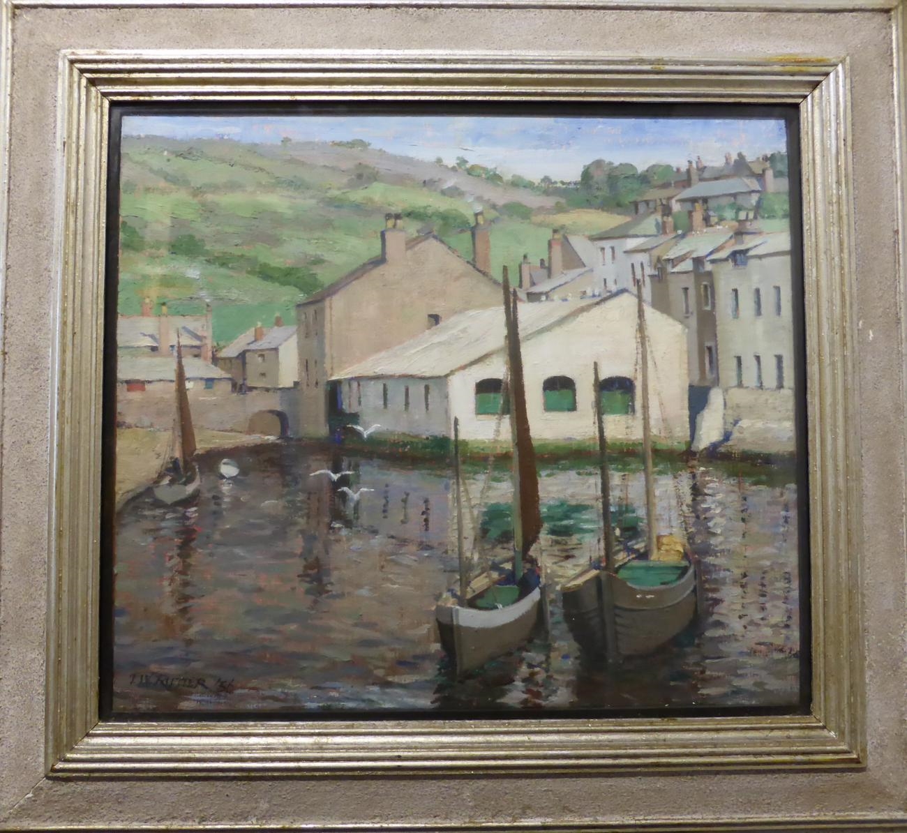 Thomas William Rutter | Fishing boats in a harbour (1956) | MutualArt