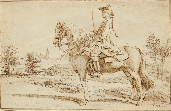 Jacob Elias la Fargue | A mounted cavalier (1760) | MutualArt