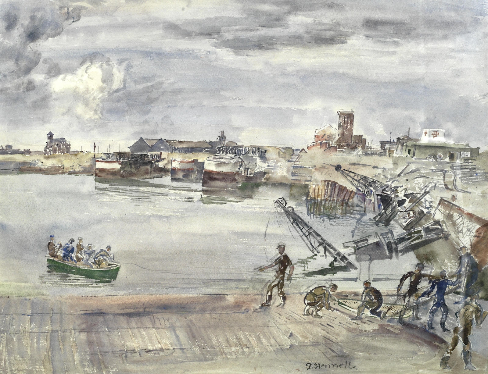 Thomas Hennell | Port of Calais, west basin (1944) | MutualArt
