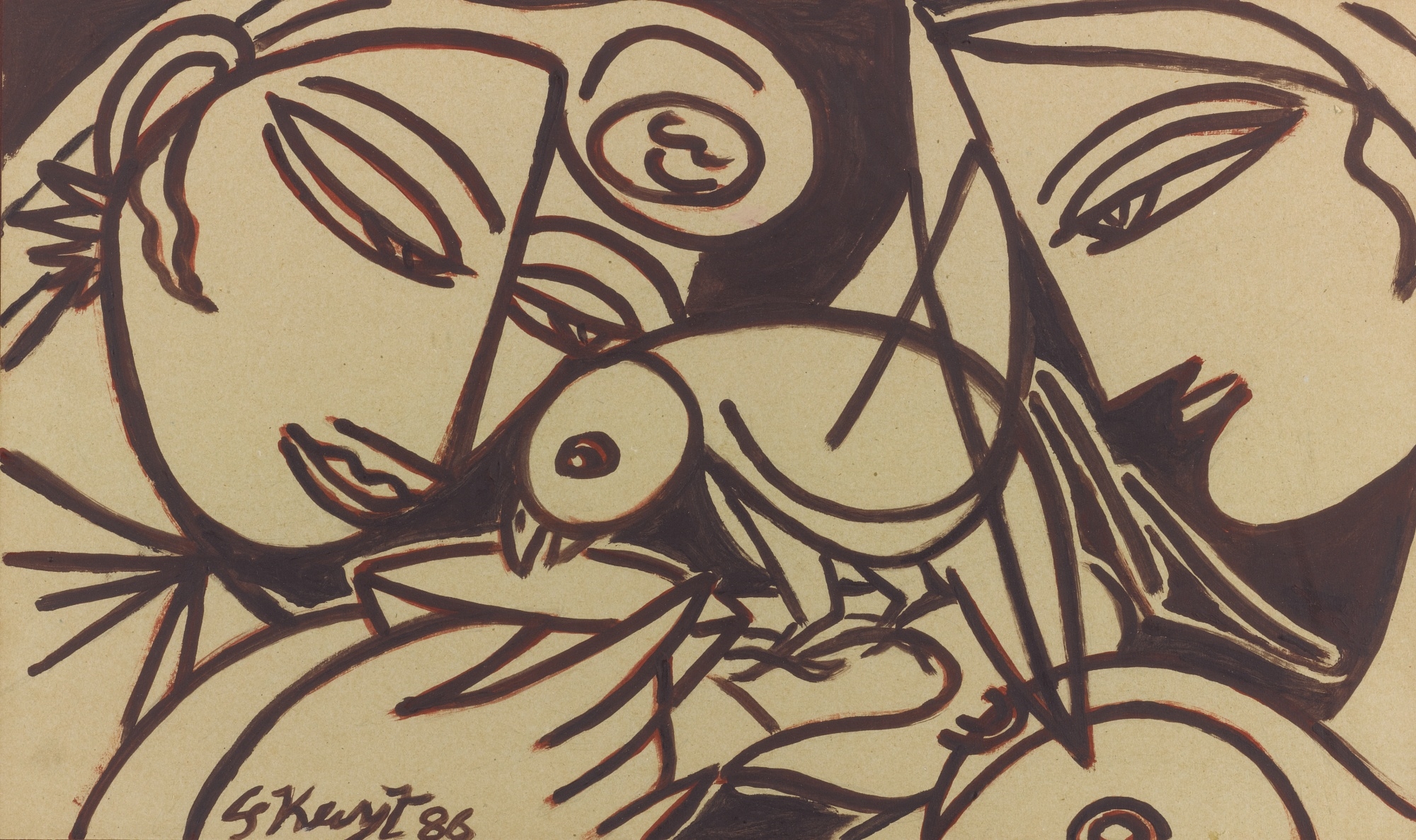 George Keyt | UNTITLED (TWO WOMEN WITH BIRD) (1986) | MutualArt