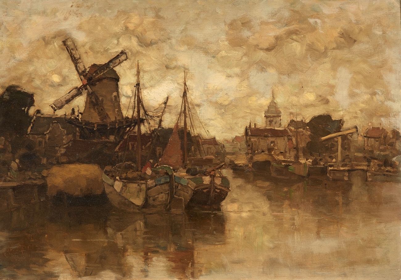 Ludwig Munthe | View of a Dutch Harbour City (1895) | MutualArt