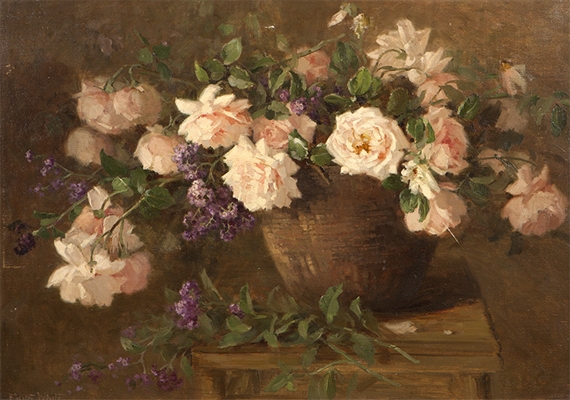 Edith White | Still life with pink roses | MutualArt