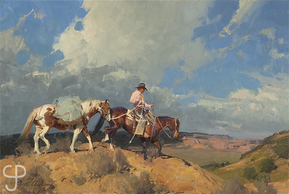 Bill Anton | Rhythm of the West, cowboy on horseback leading a ...