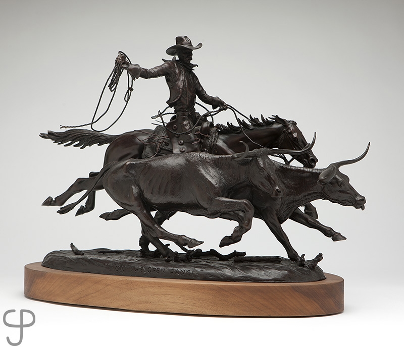 Jim Stuckenberg | On the Open Range, cowboy driving a pair of longhorns ...