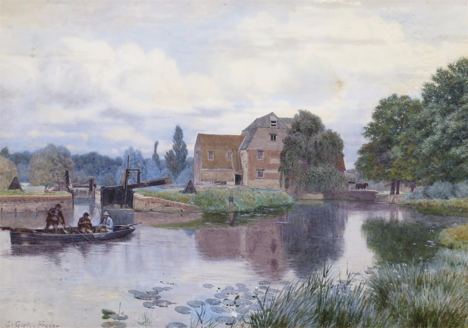 George Gordon Fraser | Fishermen by a mill | MutualArt