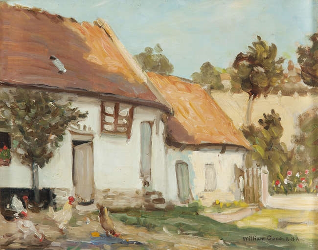 William Crampton Gore | Chickens by Farmyard Door | MutualArt