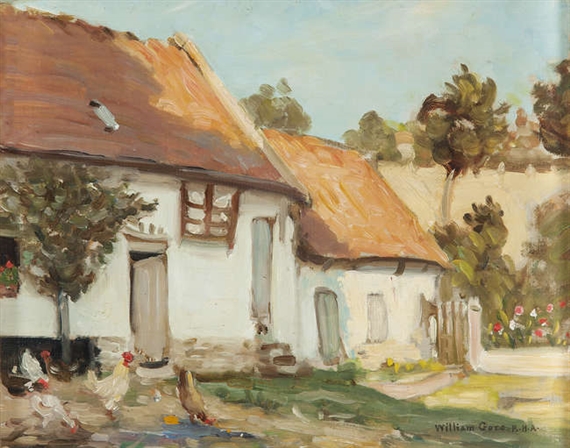 William Crampton Gore | Chickens by Farmyard Door | MutualArt