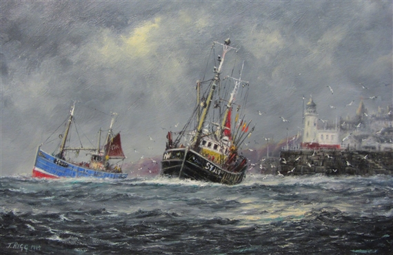 Jack Rigg | Trawlers Leaving the Harbour (1989) | MutualArt