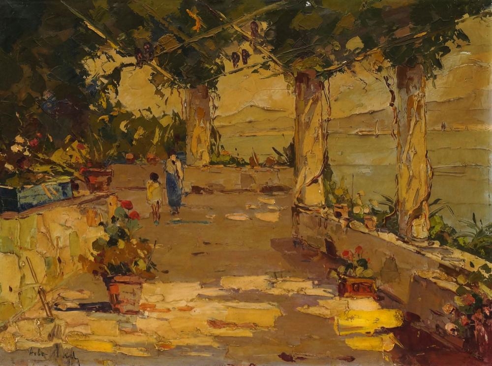 Włodzimierz Terlikowski | Two figures on a shaded terrace | MutualArt
