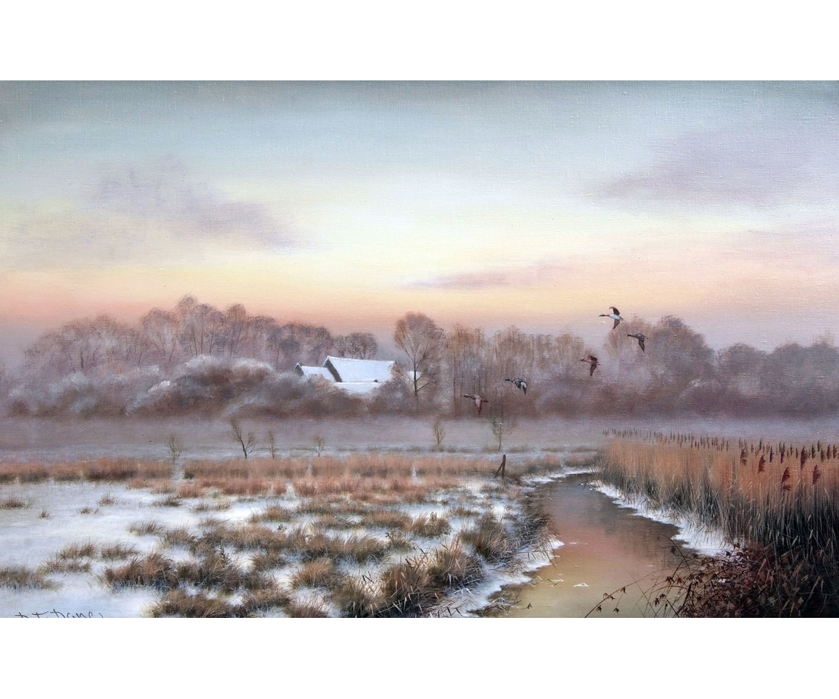 David F. Dane | Winter at The Crooked Barn | MutualArt