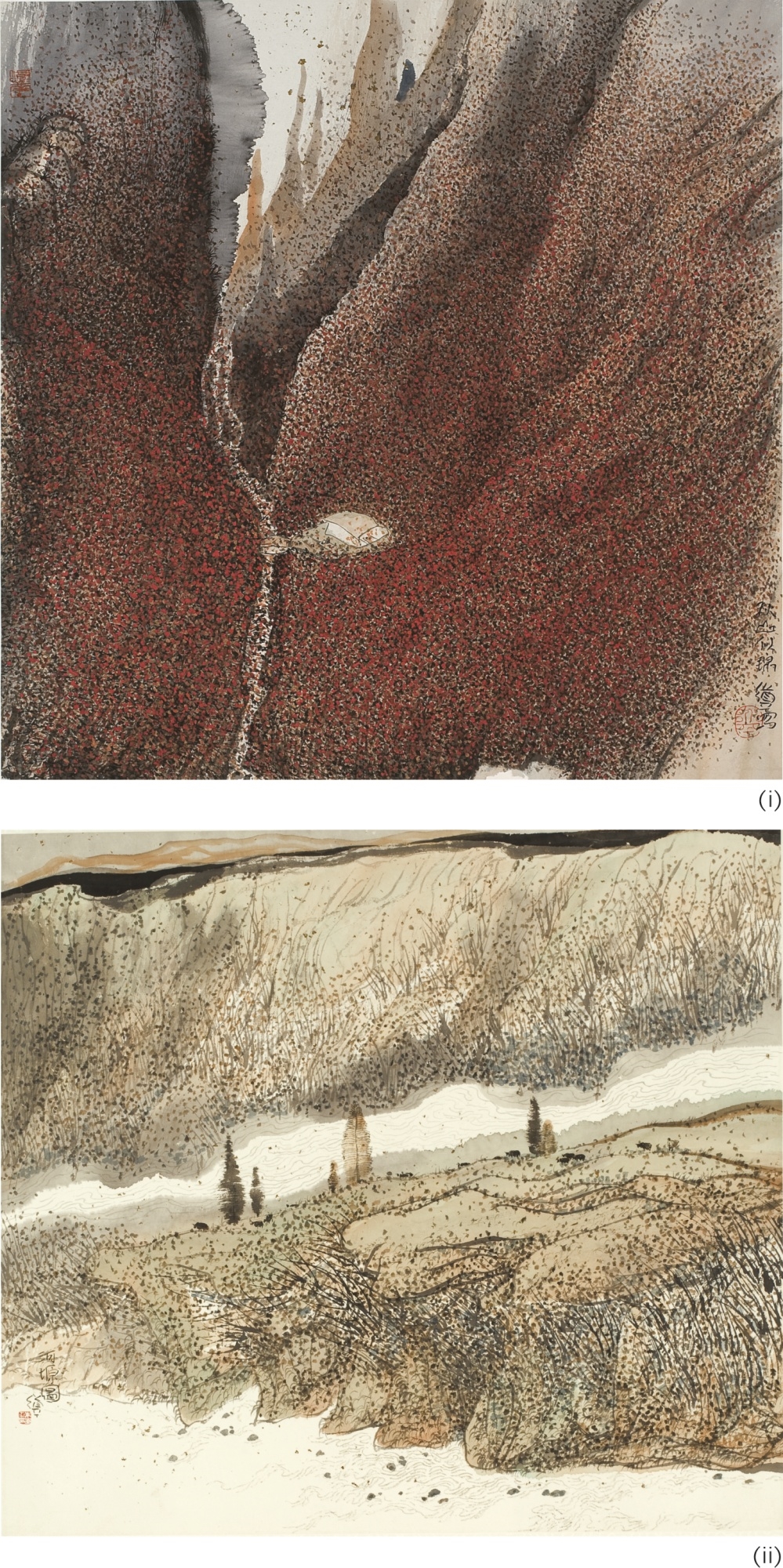 Zhu Daoping | AUSPICIOUS AUTUMN MOUNTAIN & PAINTING OF A RIVER BANK ...