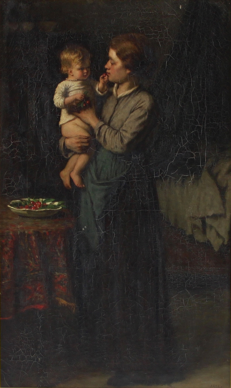 David Adolph Constant Artz | Mother with children and a lamb | MutualArt