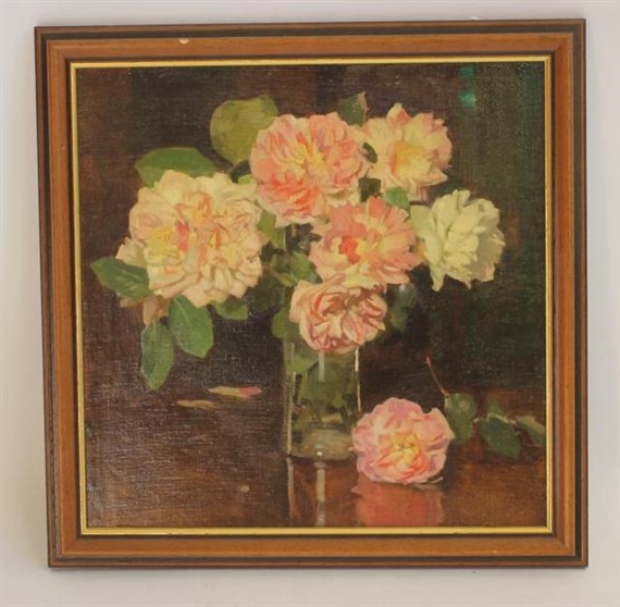 Fred Appleyard | Still Life with Roses in a Glass Vase | MutualArt
