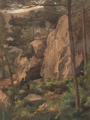 Marius Antoine Barret | Paysage aux grands arbres | MutualArt