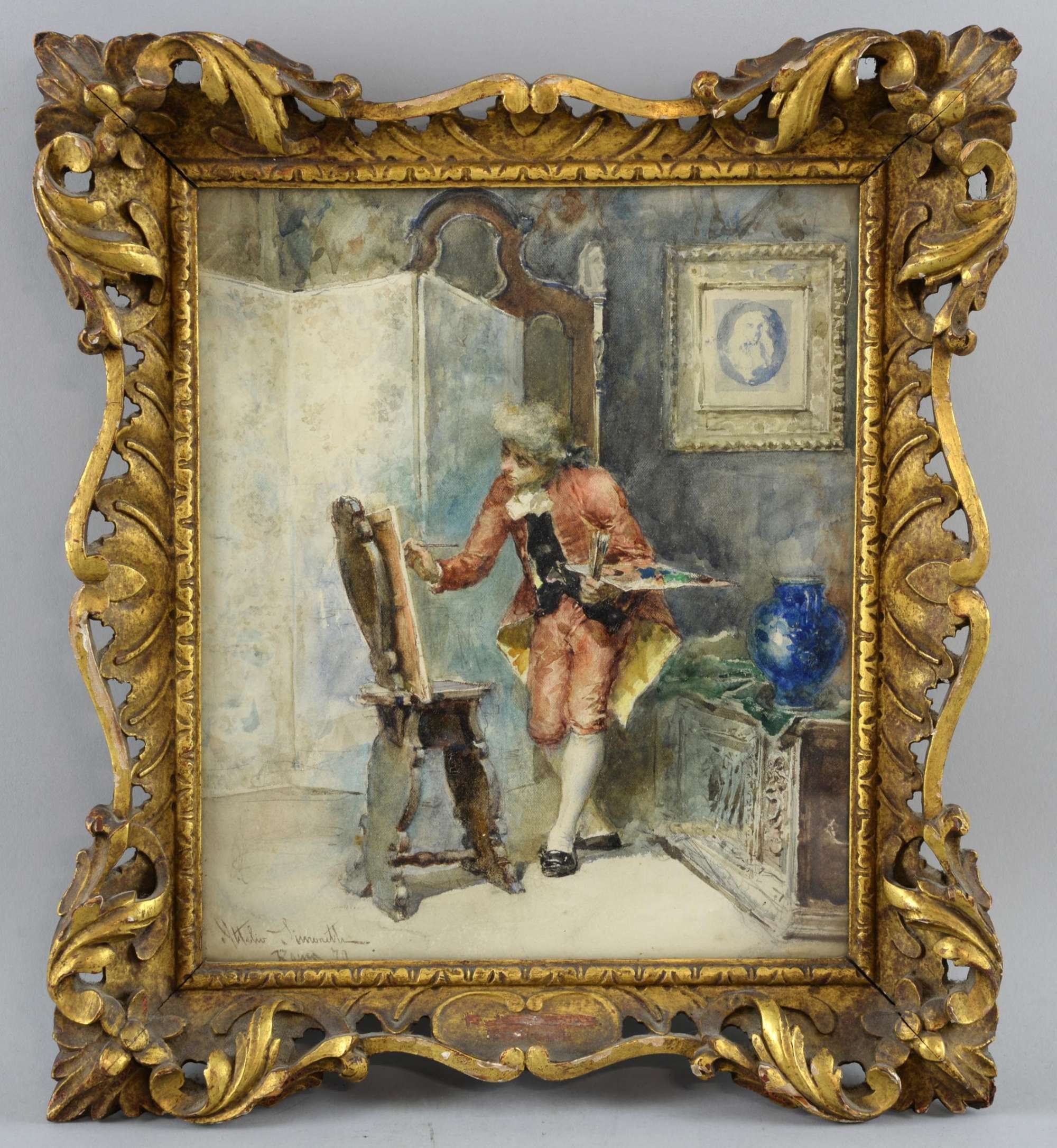 Attilio Simonetti | Interior Scene with Artist at his Easel (1879 ...