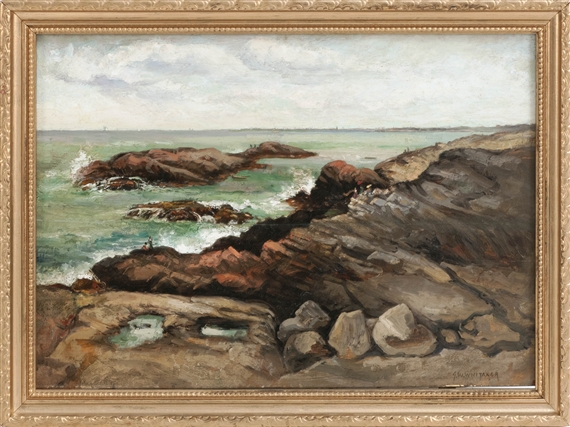 George William Whitaker | Whale Rock, Near Boathouse | MutualArt