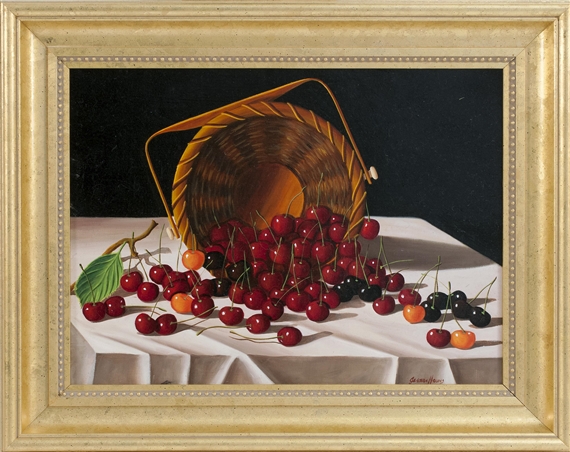 Jerome Howes | Still life of cherries spilling out of a Nantucket ...