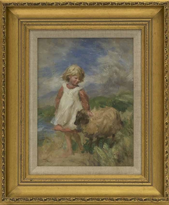 Robert Duddingstone Herdman | Portrait of a Young Girl and her Sheep ...