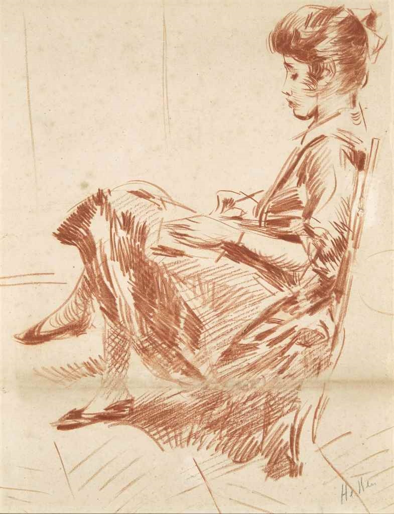 Paul César Helleu | Paulette endormie sur les genoux de sa mère | MutualArt
