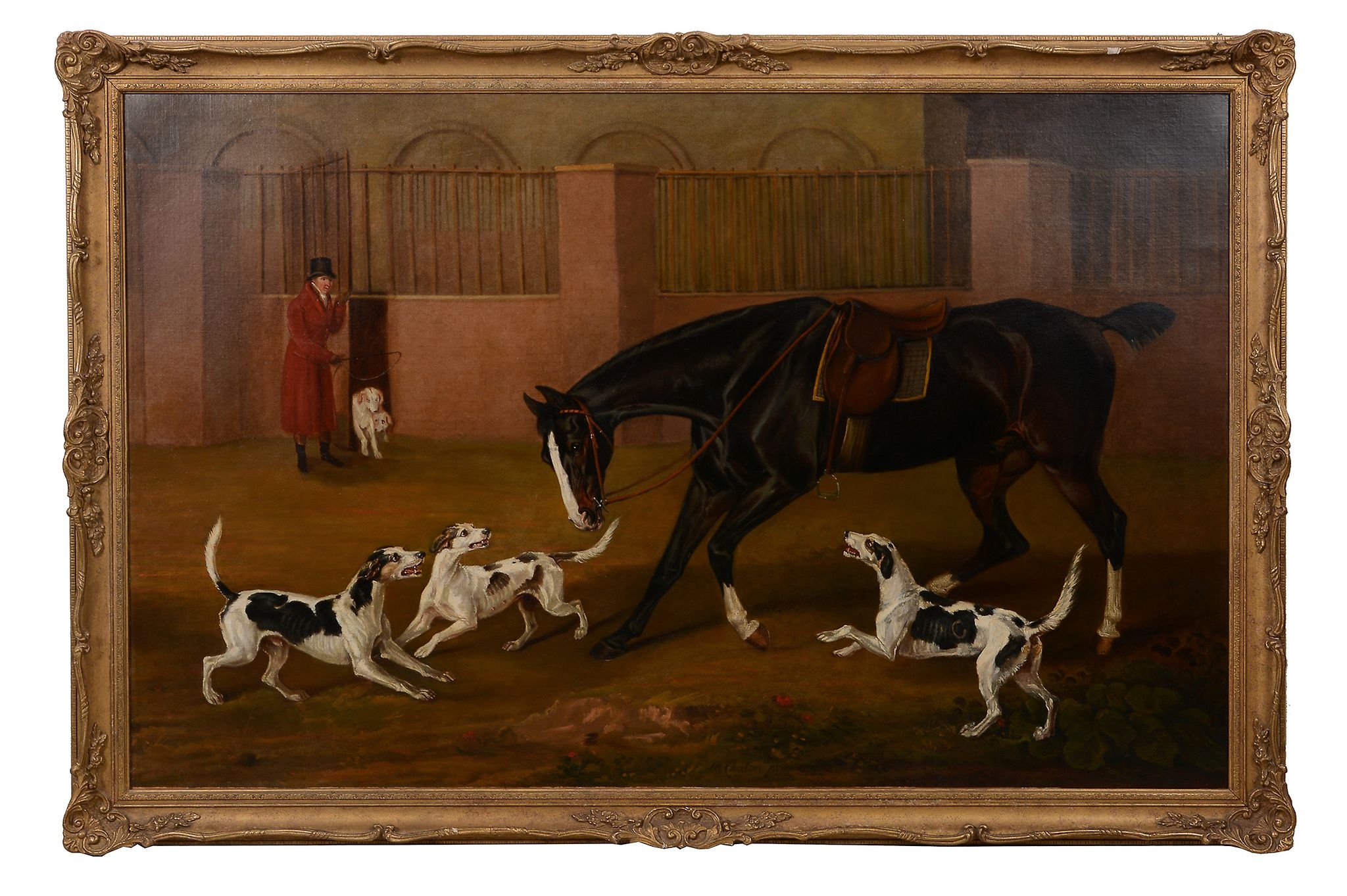 Henry Bernard Chalon | A huntsman, a bay hunter and hounds outside a ...