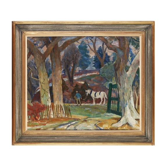 Adam Bruce Thomson | BORDER LANDSCAPE WITH MAN AND HORSE | MutualArt