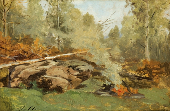 Julius Eduard Marak - Doeses on a forest glade,...