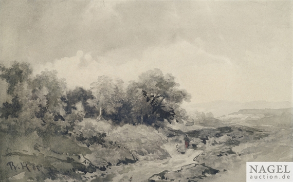 Remigius Adrianus Van Haanen | Wooded landscape with staffage figure ...