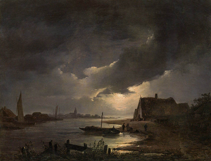 Remigius Adrianus Van Haanen | River landscape by moonlight | MutualArt