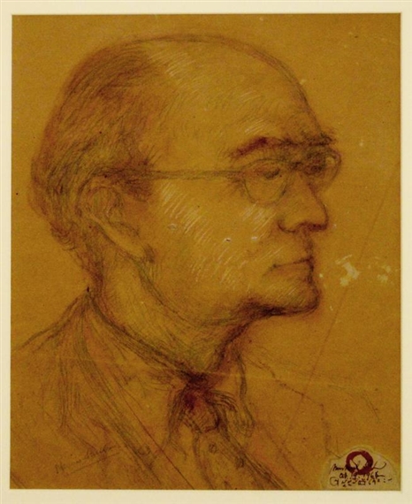 Mukul Dey | Portrait of the Artist Maurice Shellim (1966) | MutualArt