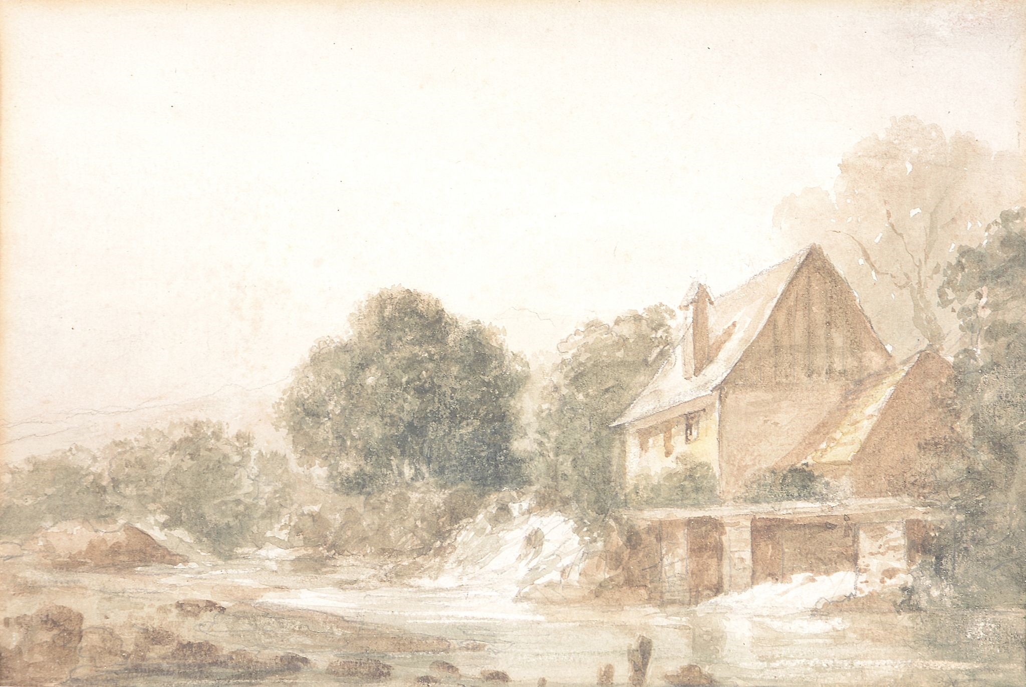 Joseph William‏ Allen | Cottage on a River Bank (1818) | MutualArt