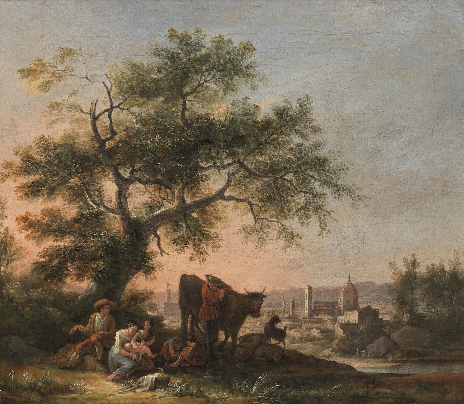 Giovanni Signorini | The Arno from the Ponte Vecchio (1846) | MutualArt