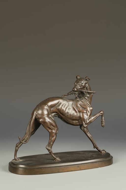 Henri Emile Adrien Trodoux | A bronze study of a whippet with one fore ...