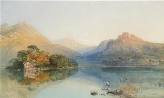 Samuel Phillips Jackson | A lakeland view with a castle to the distance ...