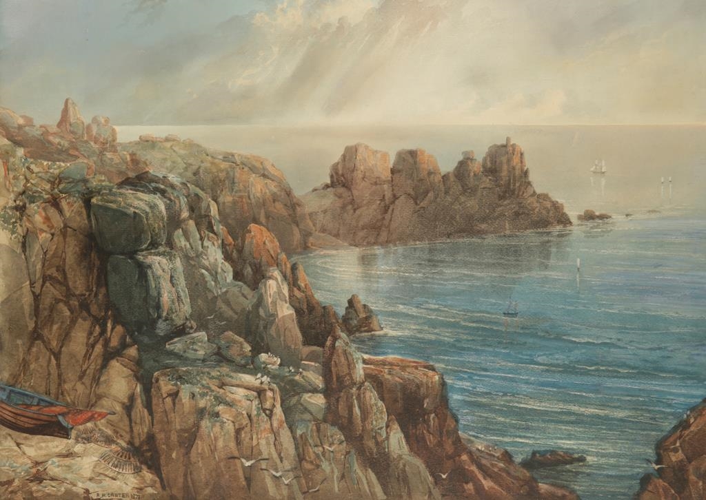 Richard Harry Carter | A coastal scene with a rocky shore and ships to ...
