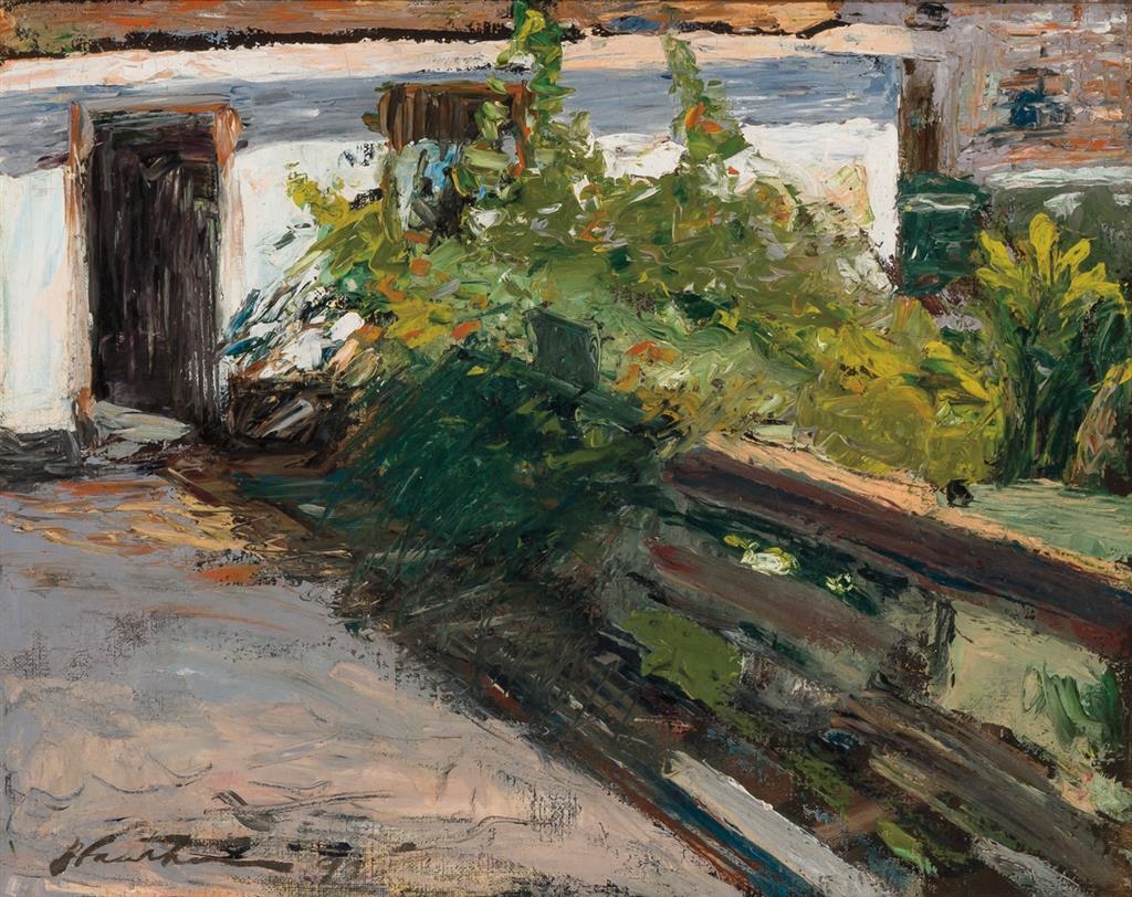 Charles Webster Hawthorne | Building Exterior with Fence and Greenery ...