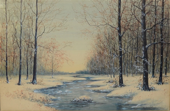 Raphael Senseman | Winter River Landscape | MutualArt