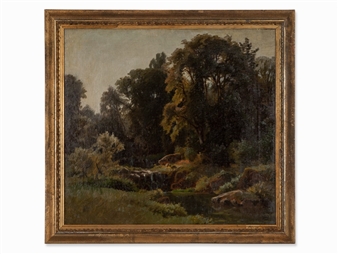 Paul Weber | LANDSCAPE WITH TREES AND ESTATE IN DISTANCE (1891) | MutualArt