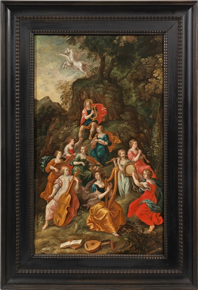 Unknown | Musizierender Apollo mit den Musen und Pegasus | MutualArt