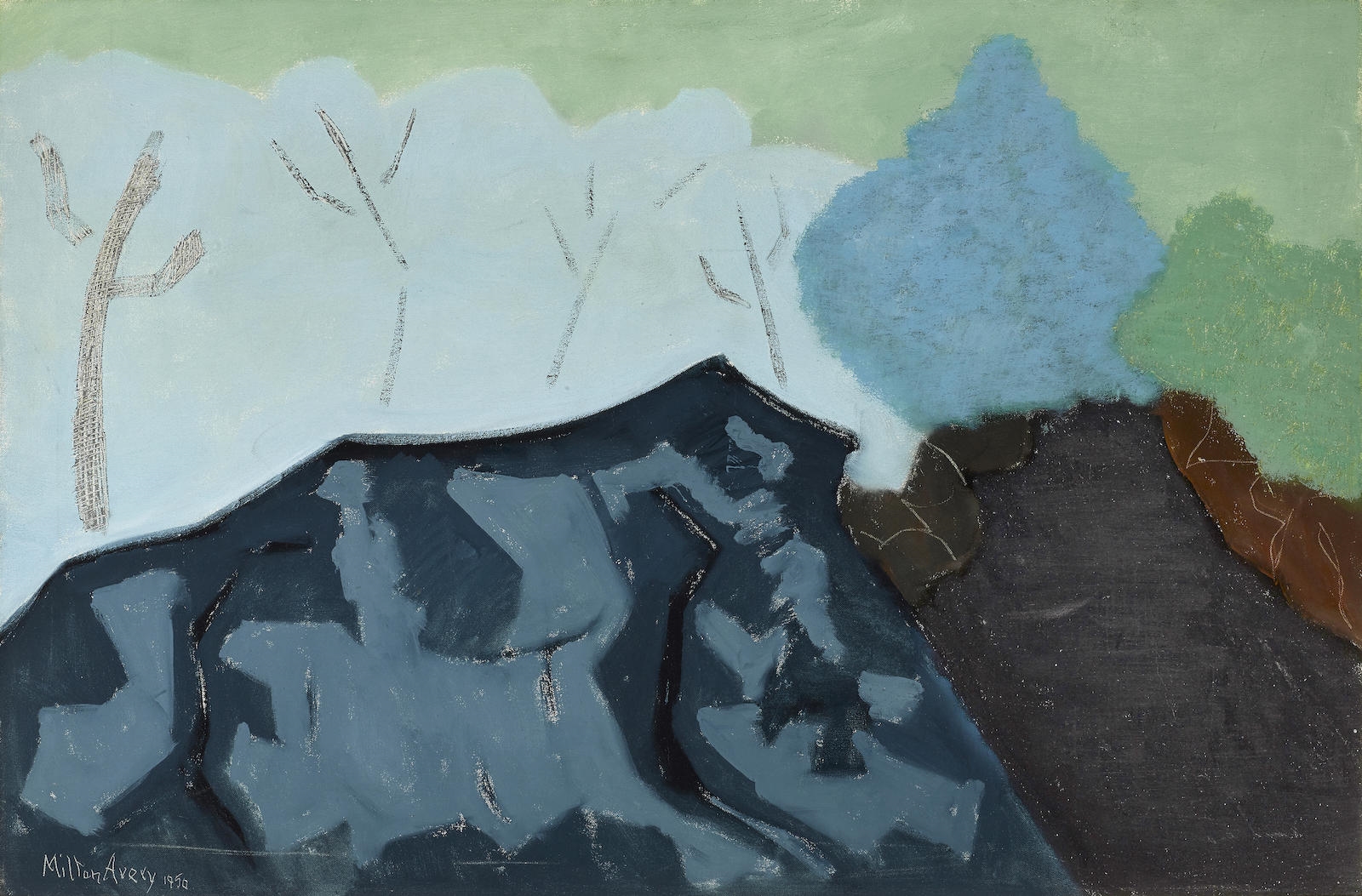 Milton Avery | Pale Trees - Dark Pool (1950) | MutualArt