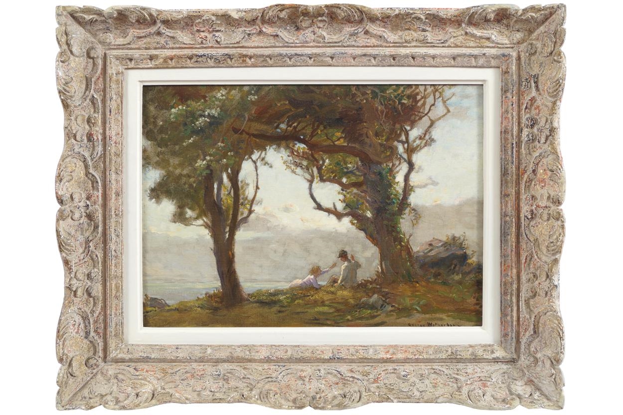 George Faulkner Wetherbee | Two girls playing in the woods | MutualArt