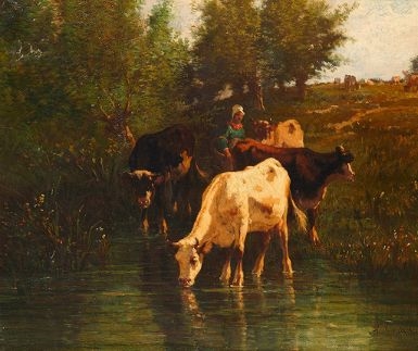 Andrés Cortés yAguilar | Vaches s'abreuvant | MutualArt