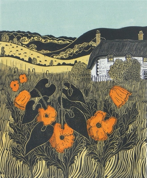 Robert Tavener | Poppies & Cottage | MutualArt