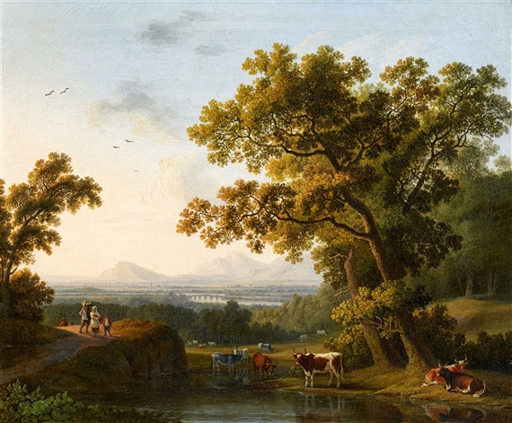 Jacob Philippe Hackert | Italian River Landscape with a View of the ...