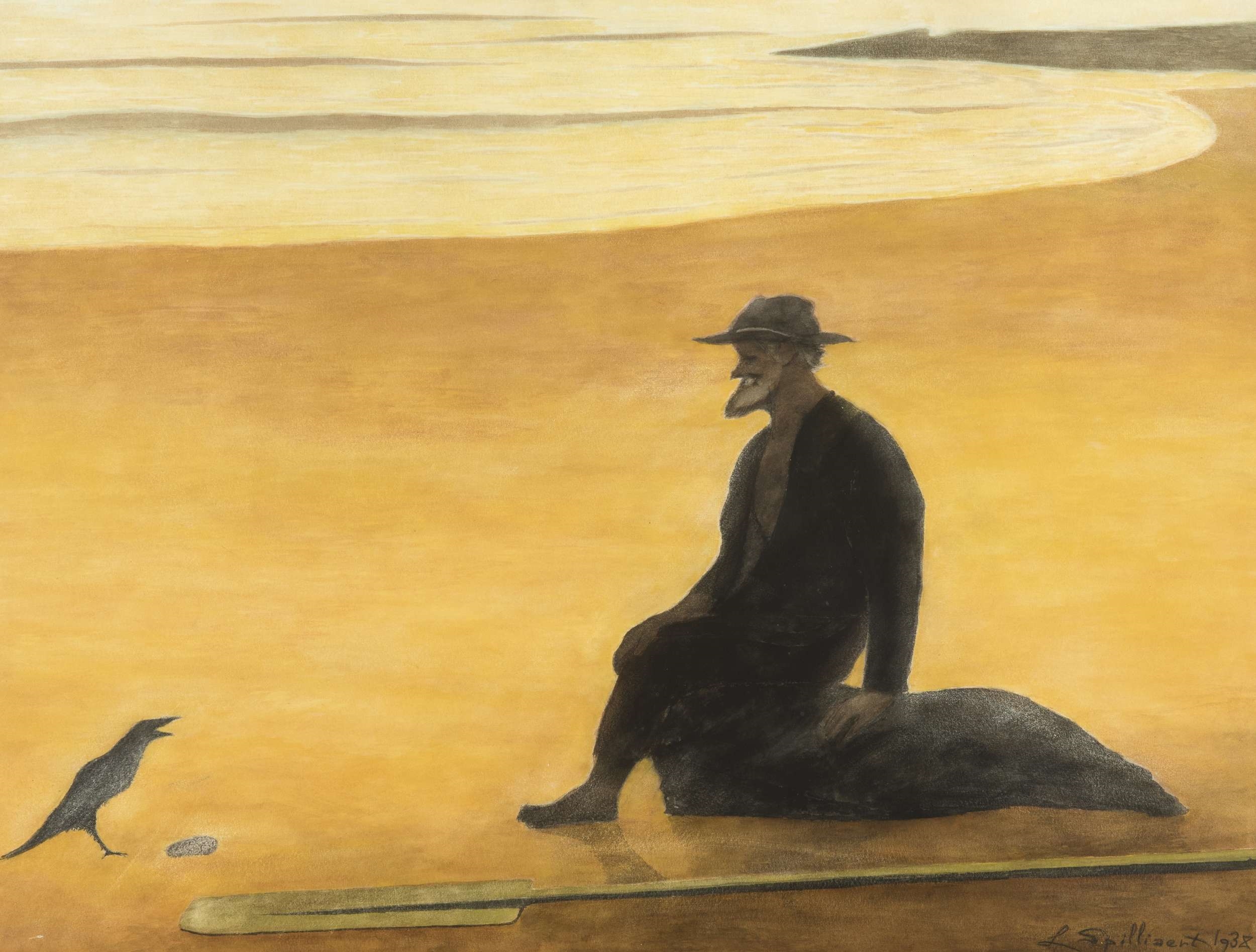 Léon Spilliaert | Beach view with prophet (1938) | MutualArt