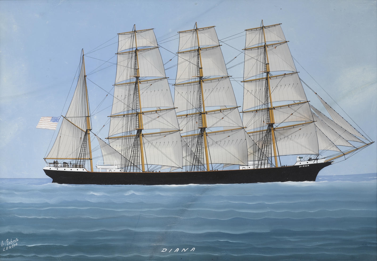 Italian School, 20th Century | The four-masted brigantine Diana | MutualArt