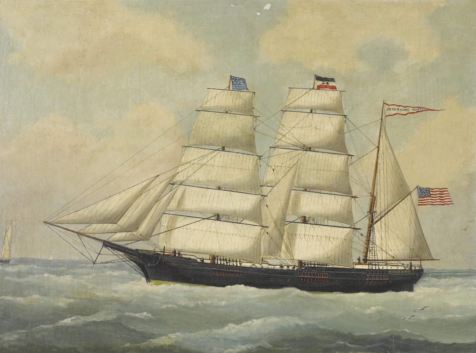 American School, 19th Century | The brigantine Josephine Martin outward ...