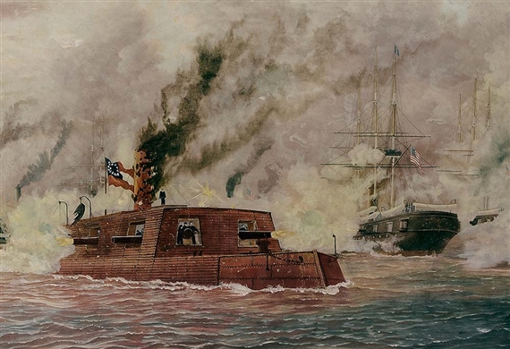 William Lindsey Challoner | The Confederate Ram Arkansas running ...