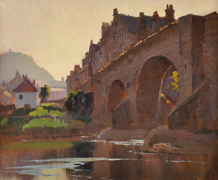 Arthur D'auvergne Boxall | Canal Scene with Bridge and Terrace Houses ...
